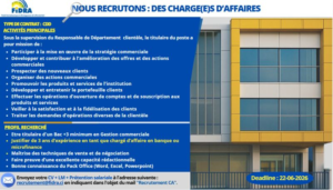 FIDRA recrute des Chargé(es) d’Affaires - alerteemploi.net
